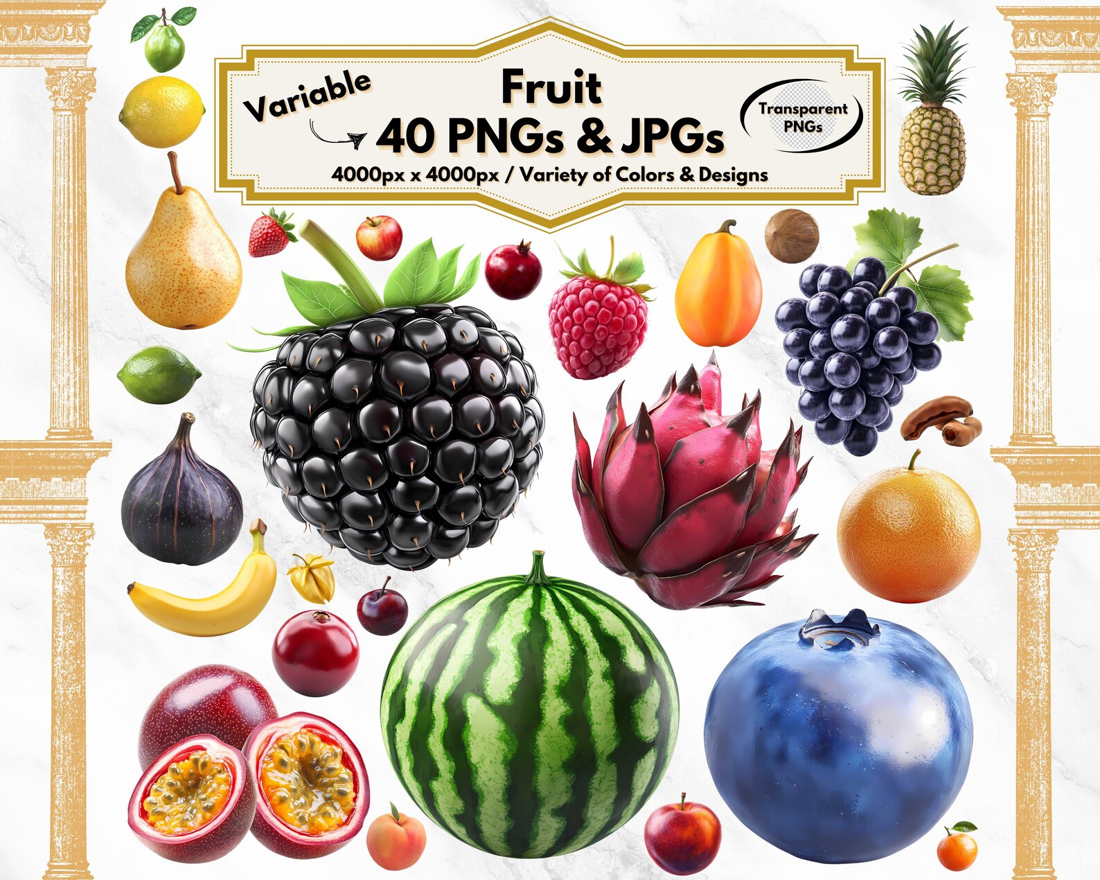 Fruit Clipart, Fruit PNG, Fruit JPG, Tropical Fruit Clipart, Citrus PNG ...