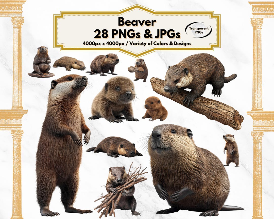 Beaver Clipart, Cute Beaver Illustration, Woodland Animal PNG, Wildlife ...