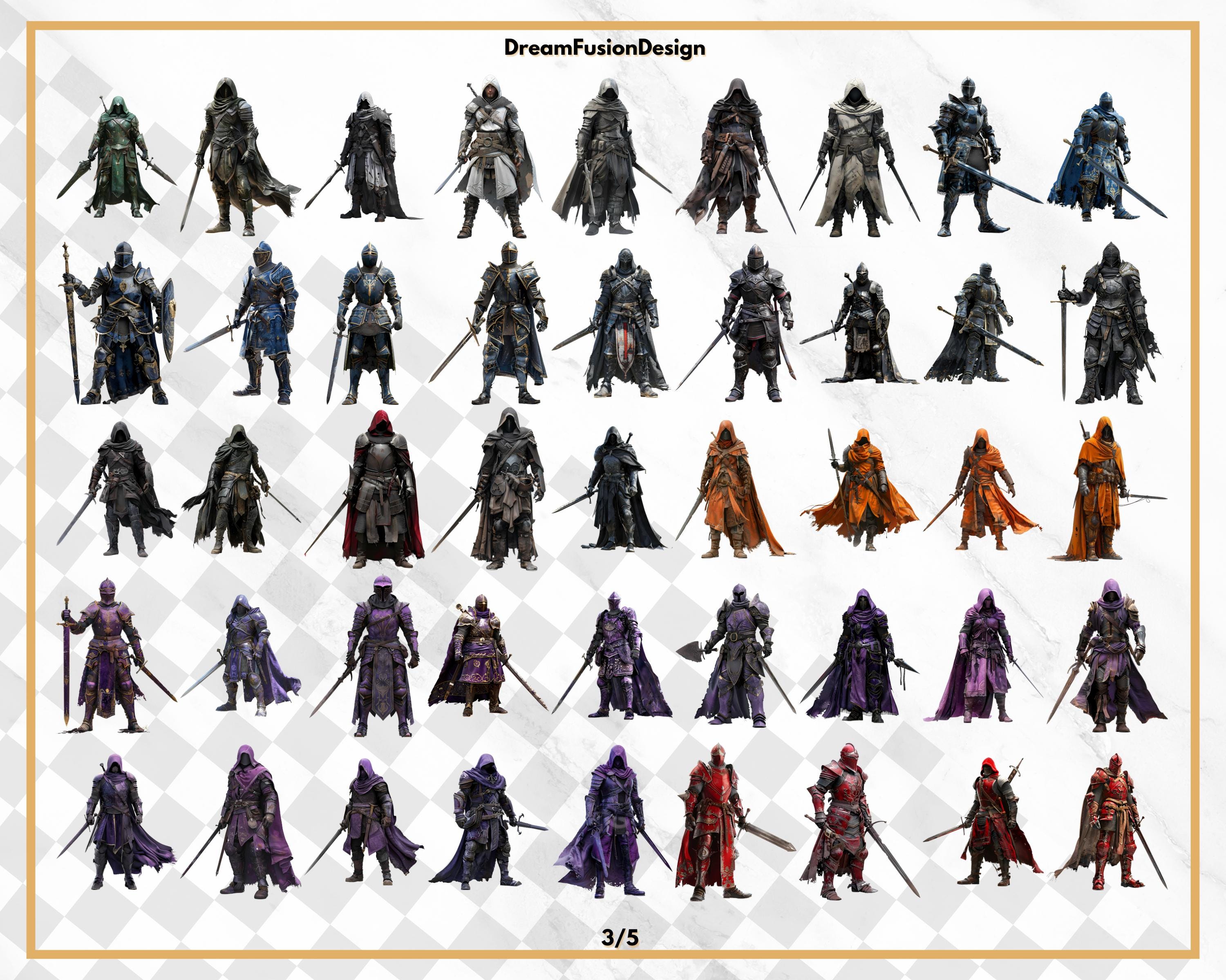 Medieval Knight Clipart: Warrior Illustrations, Fantasy Art (digital ...