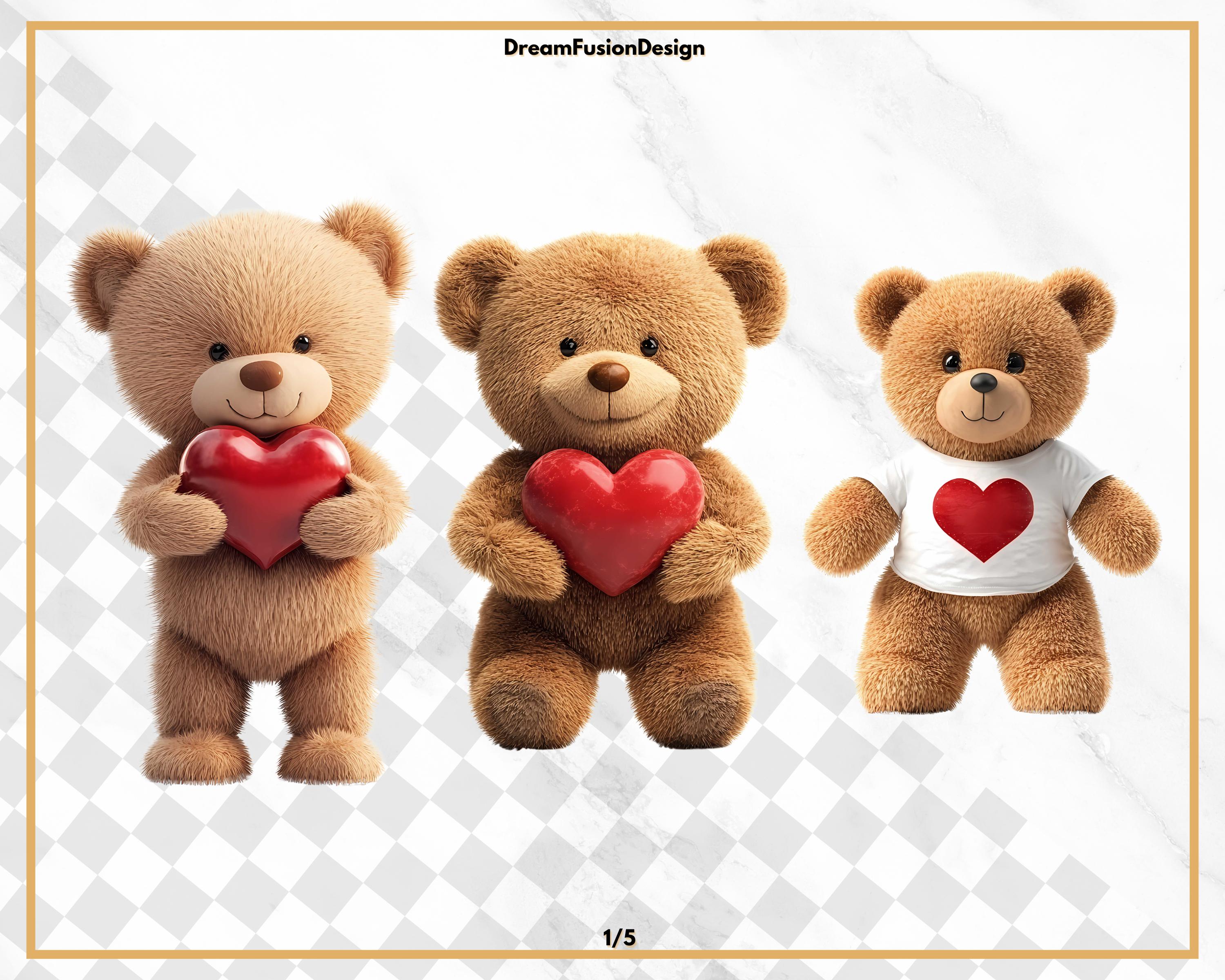 Valentine Teddy Bear Clipart, Cute Bear With Hearts, Valentines Day PNG ...