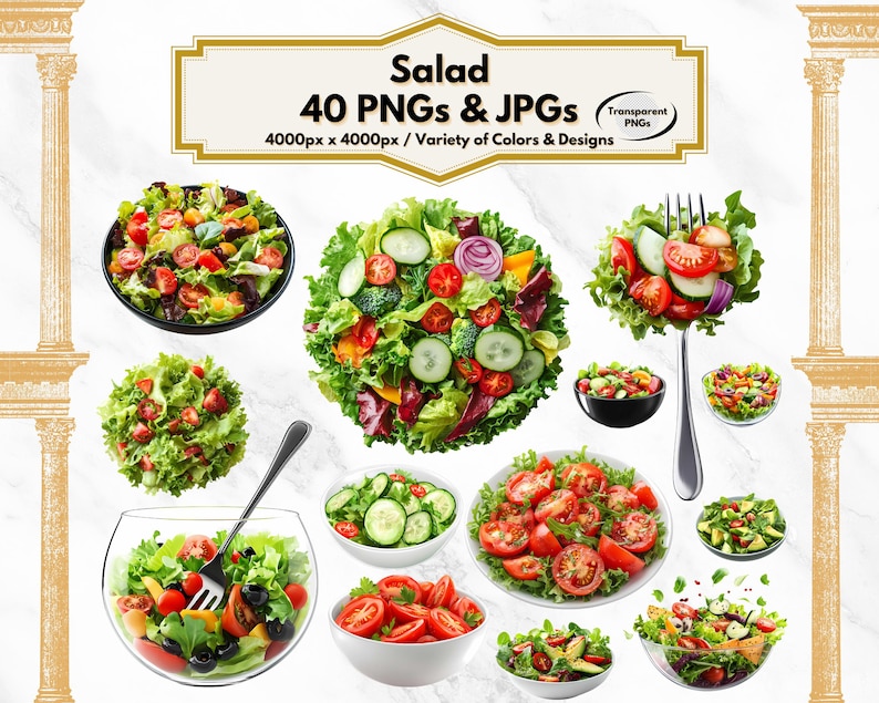 Salad Clipart, Fresh Salad Illustration, Food PNG, Healthy Eating ...