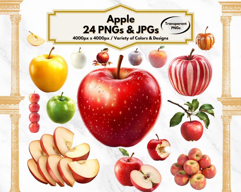 Apple Clipart, Apple PNG, Apple JPG, Fruit Clipart, Food Clipart, Fresh ...