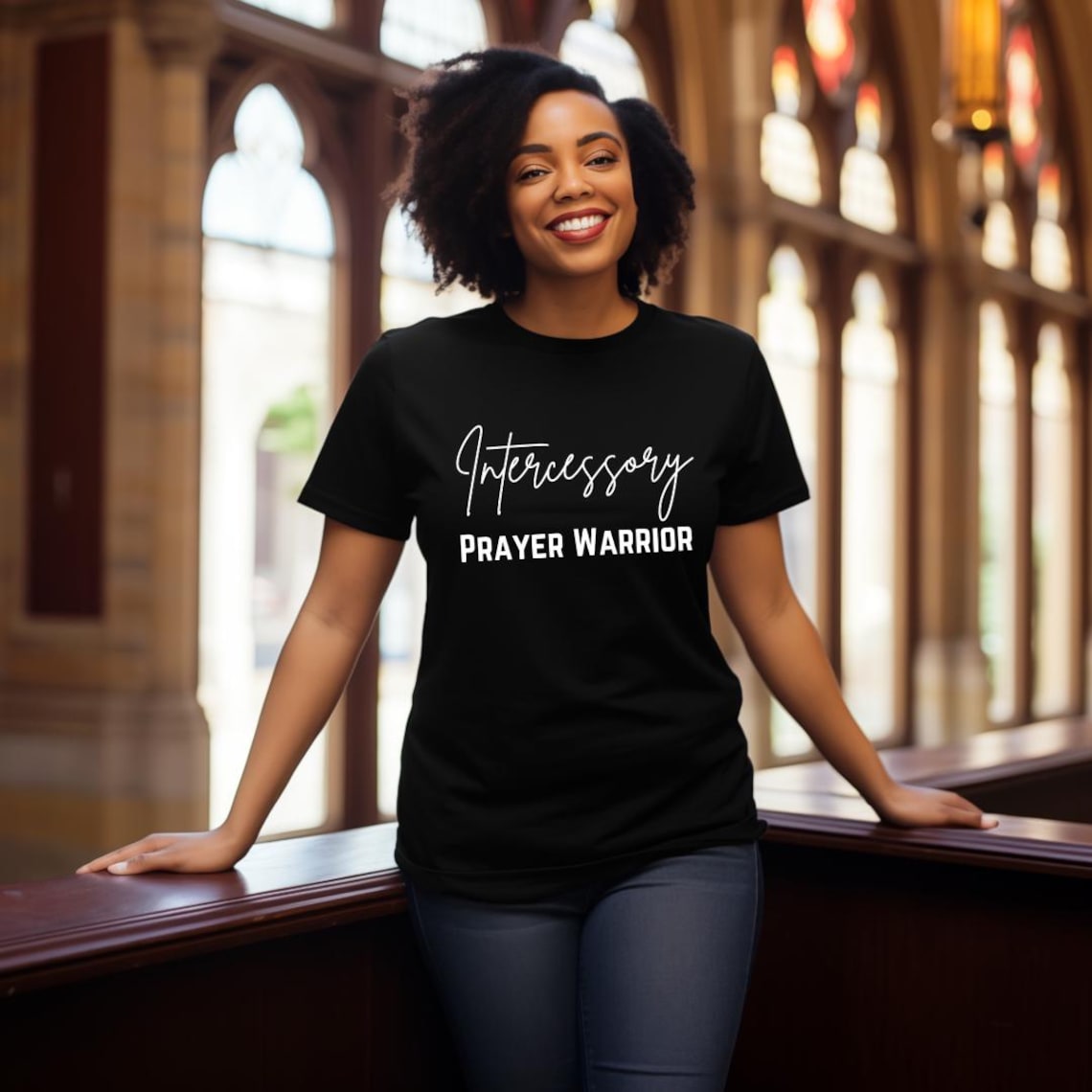 Intercessory Prayer Warrior Vintage Inspirational Preacher Ministry Ladies Minimalist Cross Tee ...