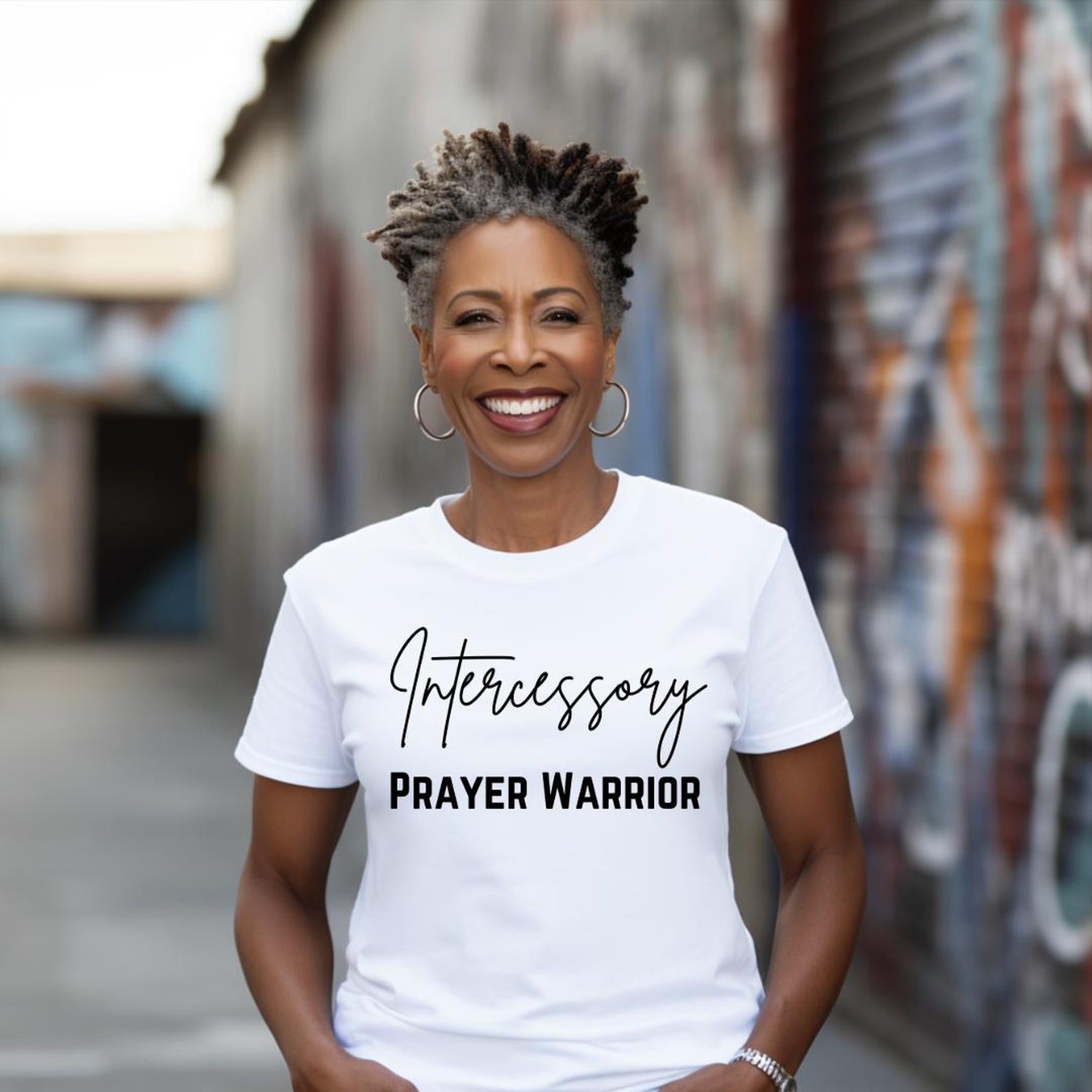 Intercessory Prayer Warrior Vintage Inspirational Preacher Ministry Ladies Minimalist Cross Tee ...