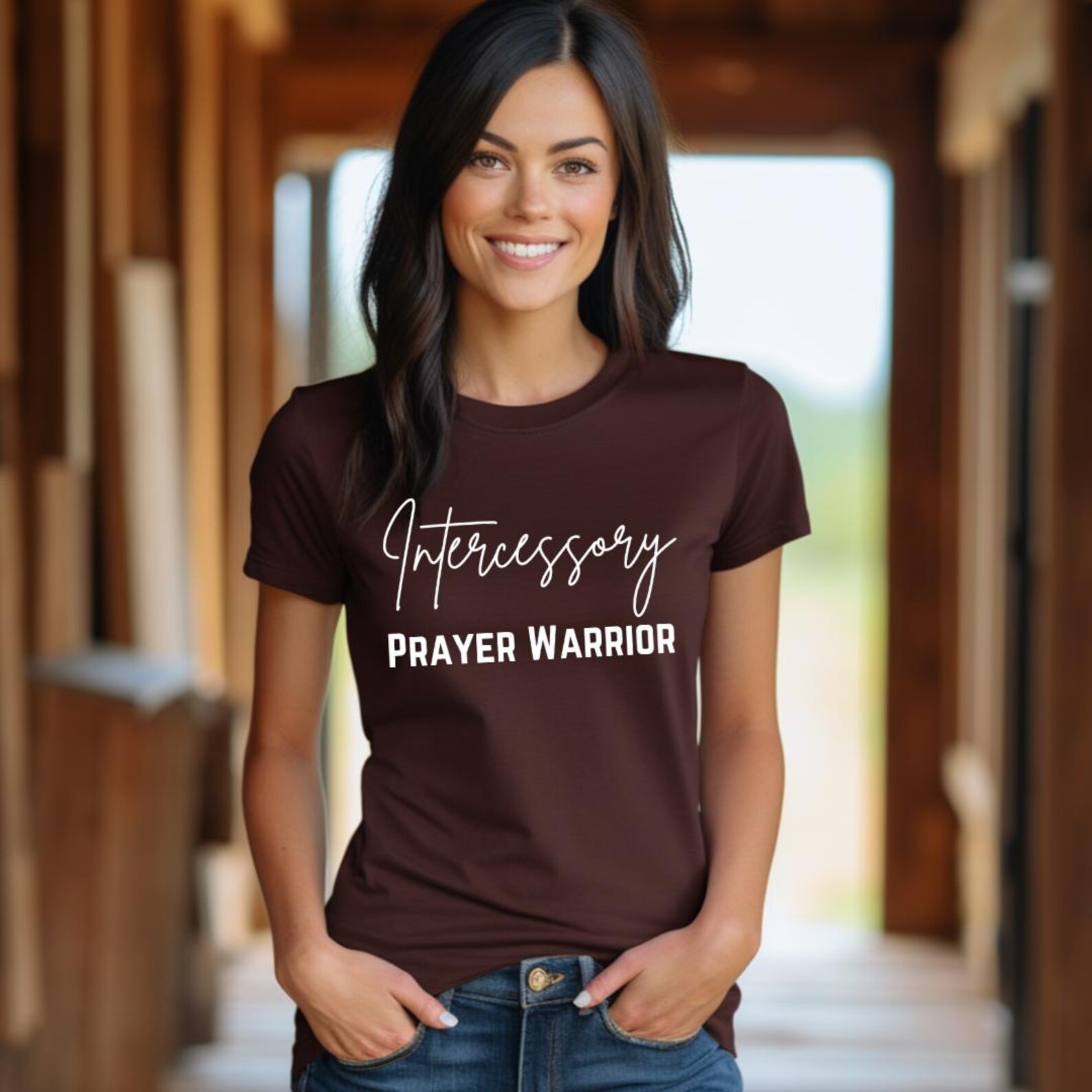 Intercessory Prayer Warrior Vintage Inspirational Preacher Ministry Ladies Minimalist Cross Tee ...