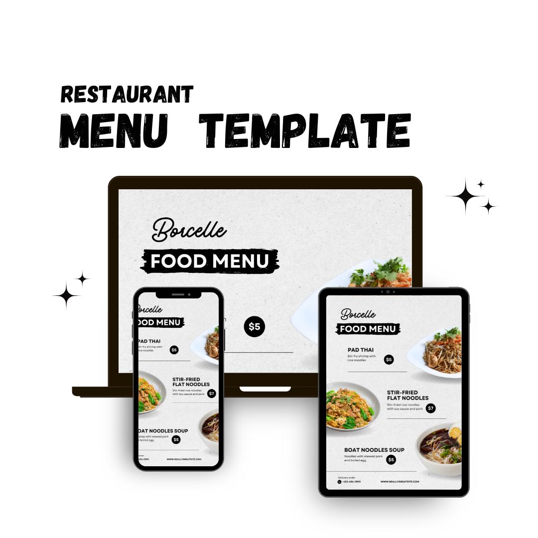 Restaurant Menu Template, Simple Food Menu Template, Modern Food Menu ...