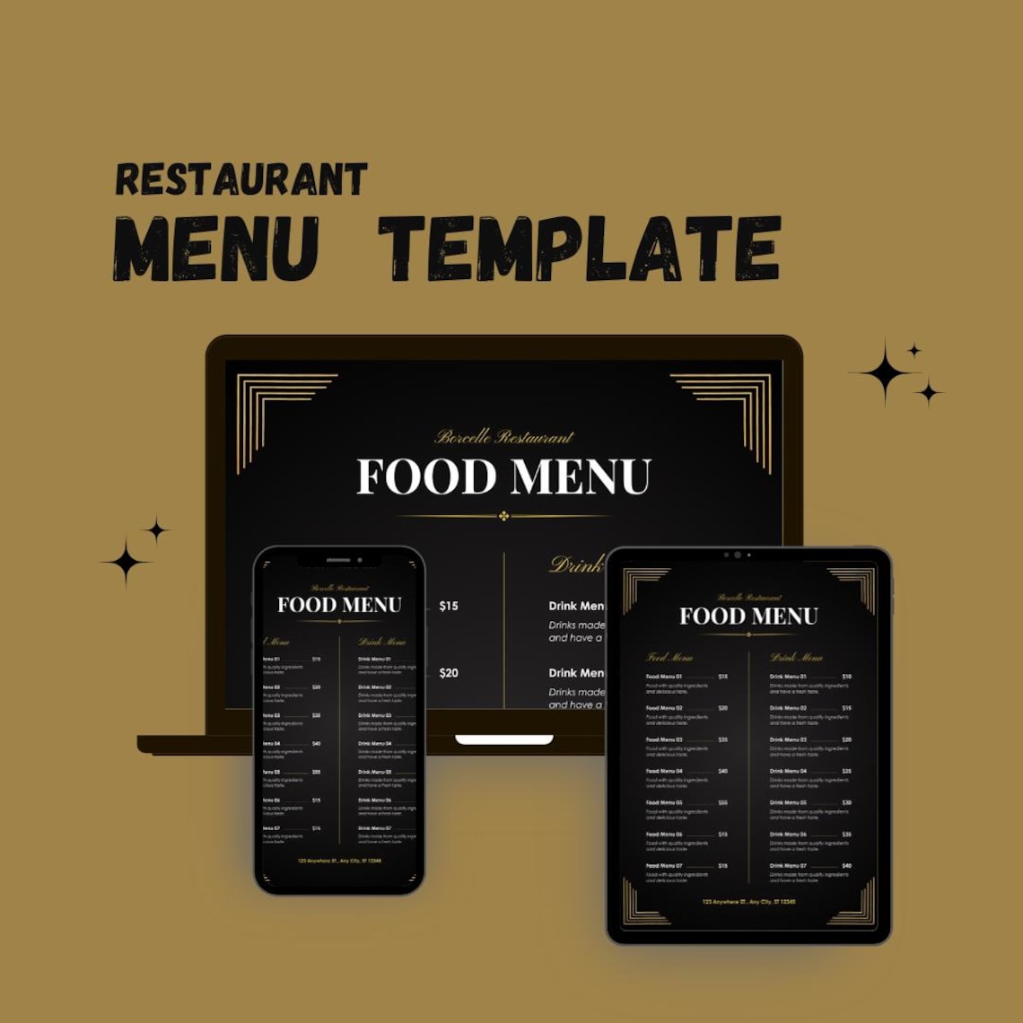 Black and Gold Luxury Food Menu, Elegant Restaurant Menu Template ...