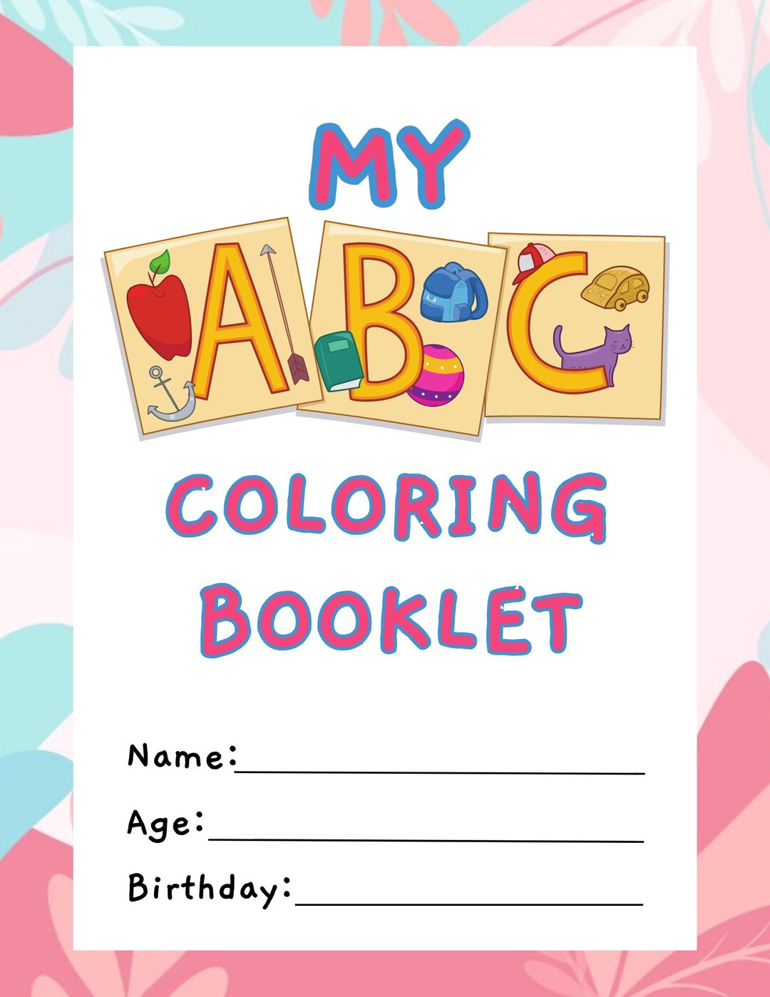 DIY Alphabet Kids Coloring Booklet Editable Kids Coloring Booklet ABC ...