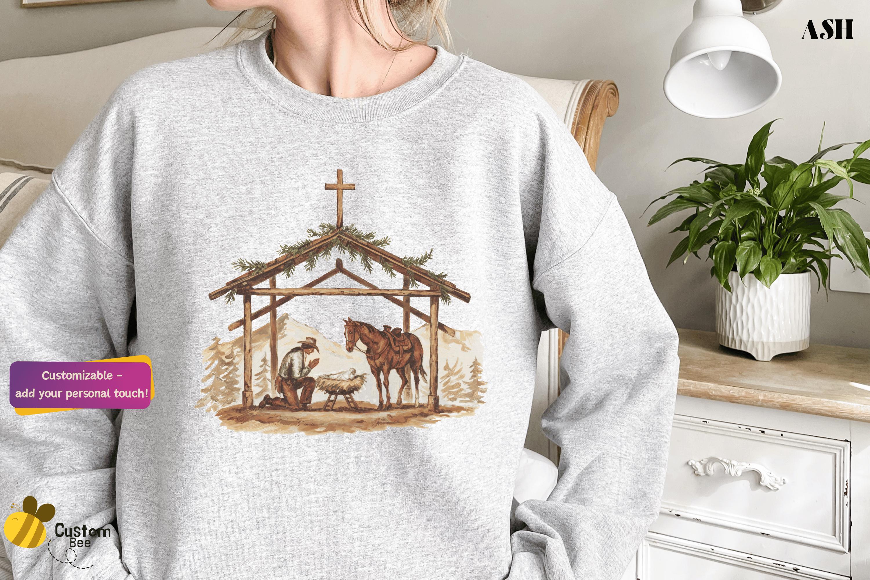 Praying Cowboy Nativity Scene Sweatshirt & Tshirt : Western Christian ...