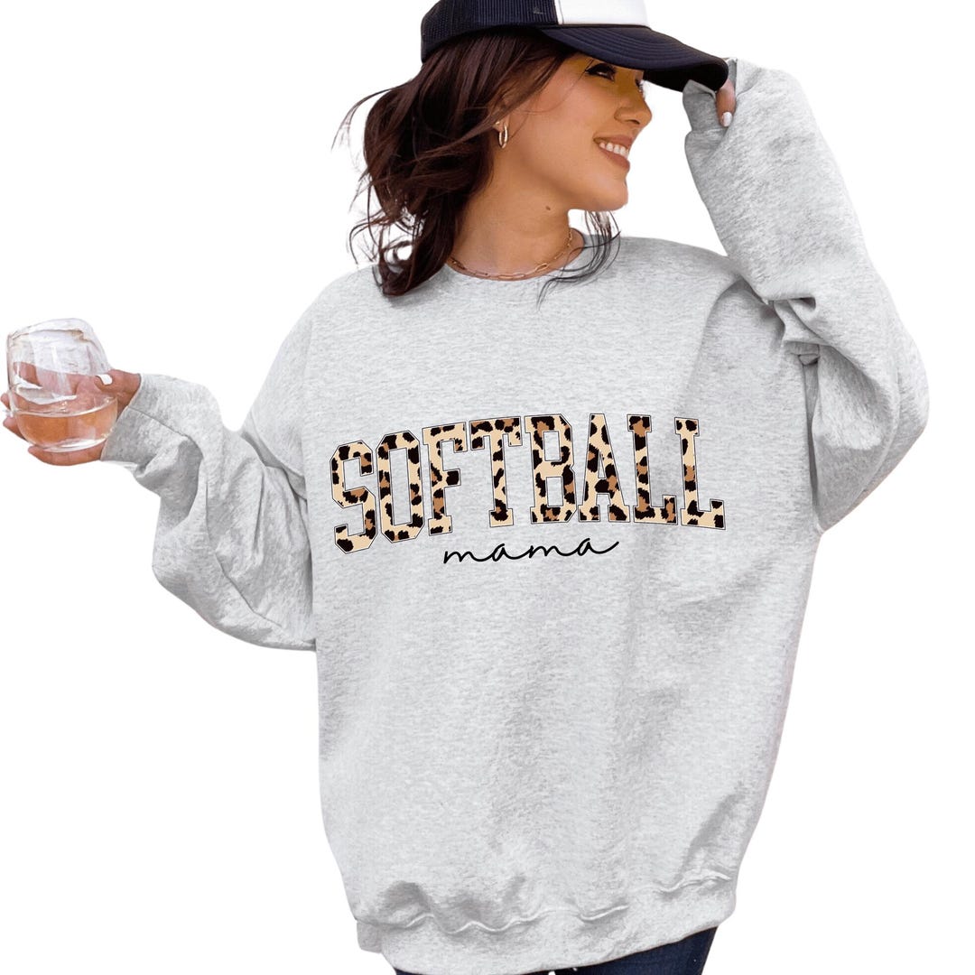 Leopard Softball Mama Shirt, Game Day Crewneck Gift, Sports Mom T-shirt ...