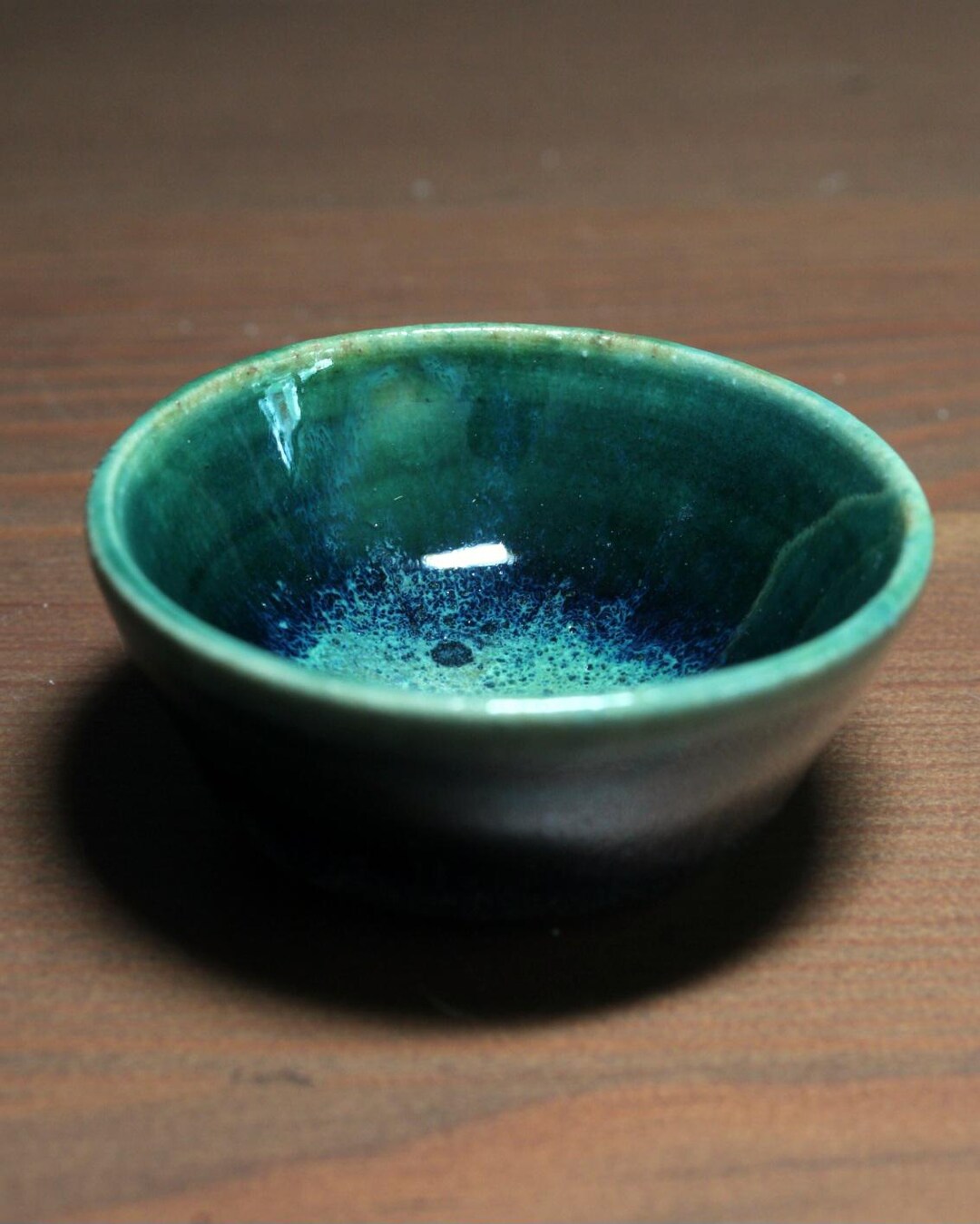 Miniature Ceramic Bowl With Dripping Blue-green Glaze | Handmade in ...
