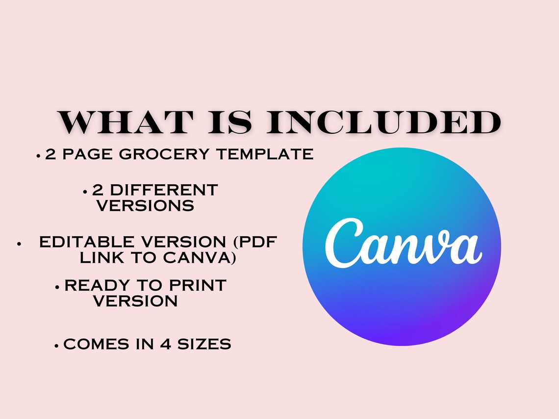 Editable Grocery List Template, Grocery Checklist, Grocery List ...