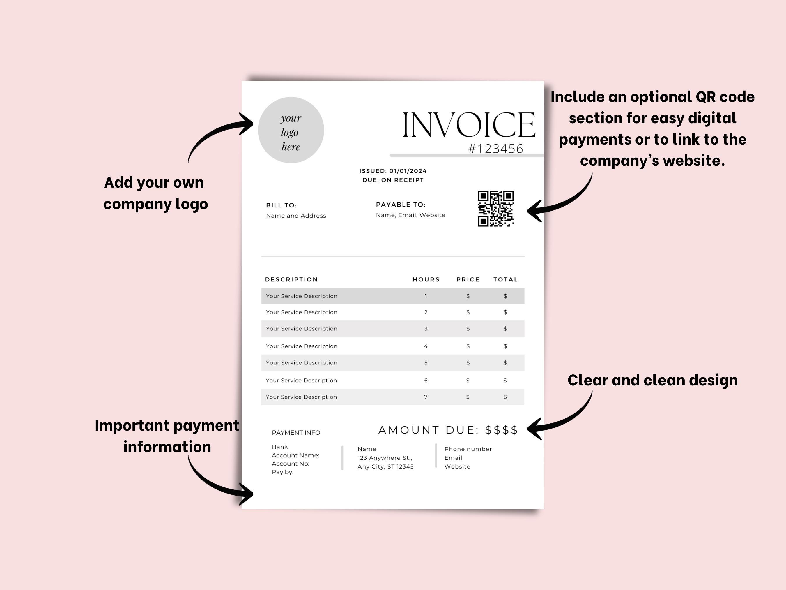 Blank Invoice Template, Basic Invoice Template, Editable Invoice ...