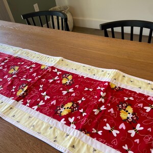 Quilted Table Runner: Sky Clouds & Honey Bee Reversible Design Handmade ...