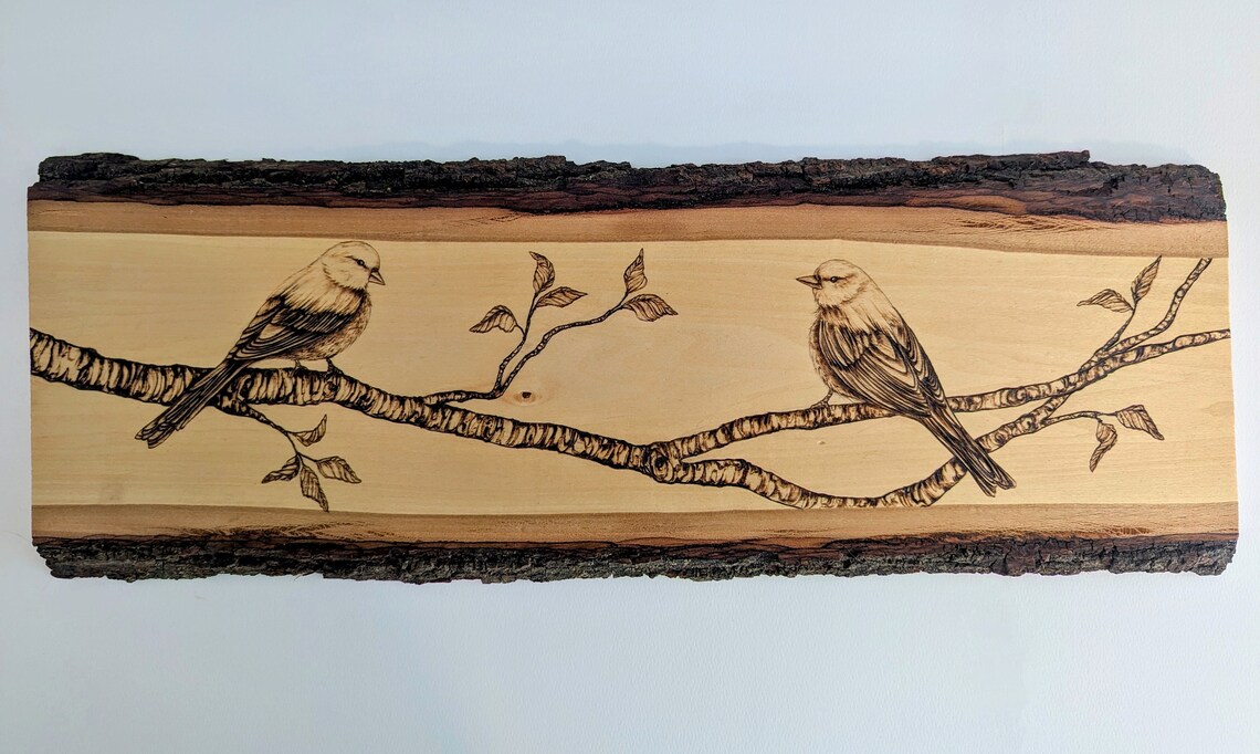 Birds on a Branch Wood Burning - Wood Burning - Pyrography - Etsy