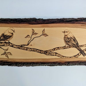 Birds on a Branch Wood Burning - Wood Burning - Pyrography - Etsy
