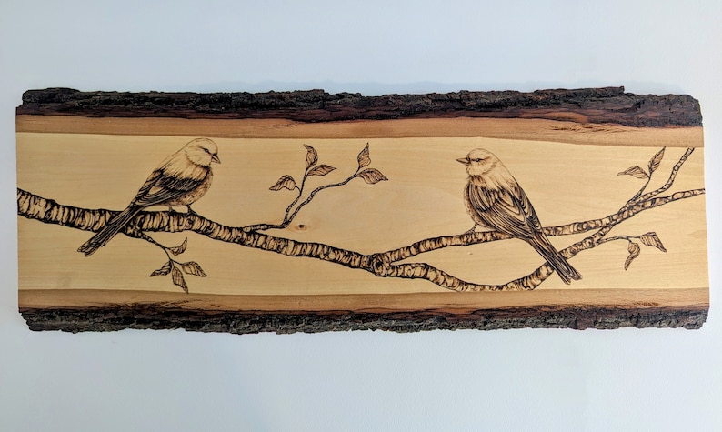 Birds on a Branch Wood Burning - Wood Burning - Pyrography - Etsy