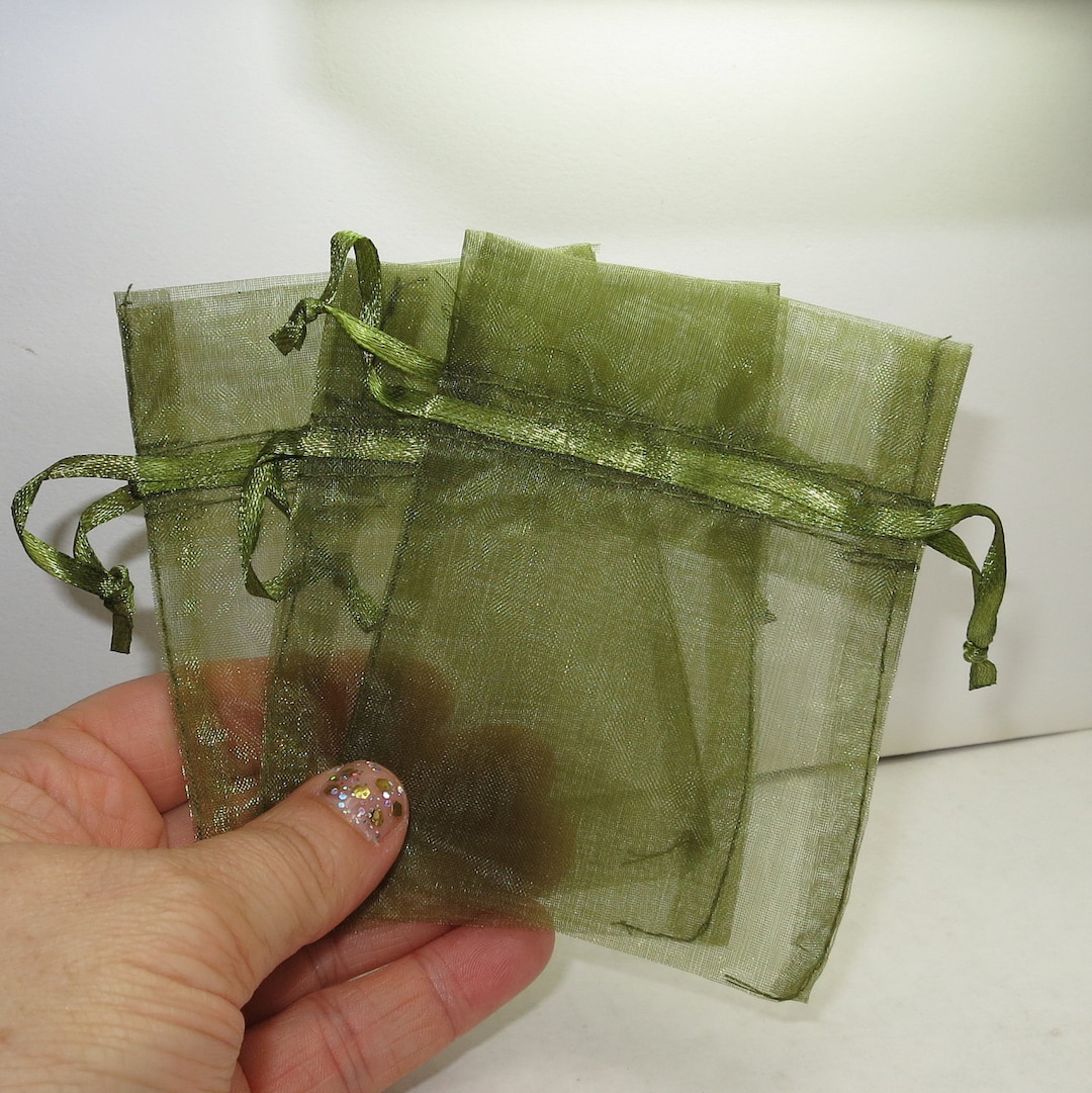 Trio of Organza Pouch Bags 3x4 Inch - Sage Color - Etsy