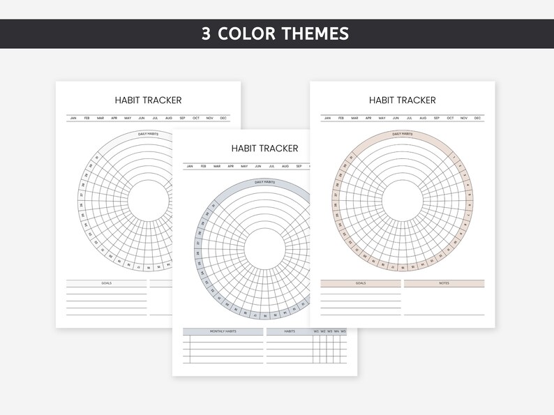 Circle Habit Tracker Template, Wheel Daily Weekly Monthly Habit ...
