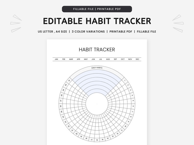 Circle Habit Tracker Template, Wheel Daily Weekly Monthly Habit ...
