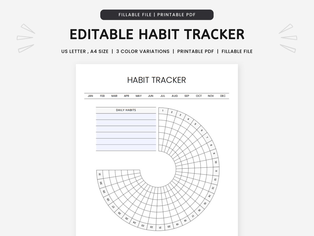 Circle Habit Tracker Template, Wheel Daily Weekly Monthly Habit ...