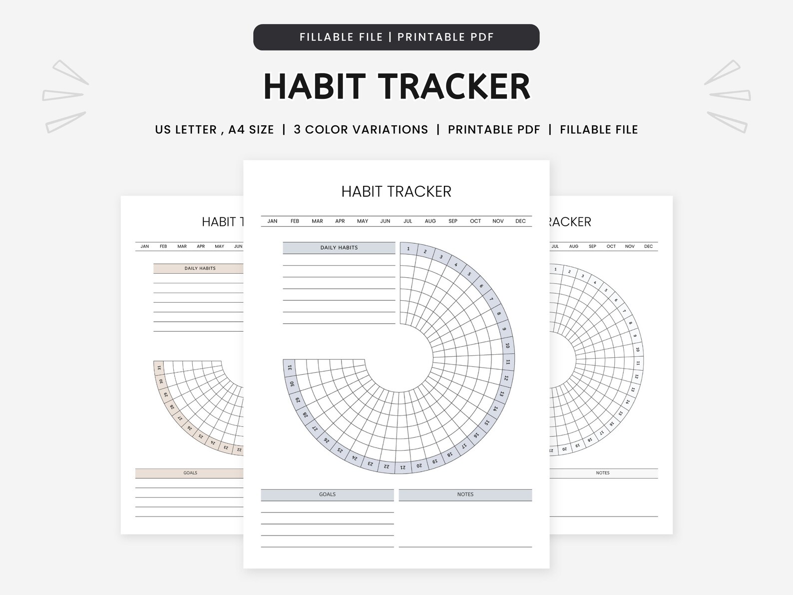 Monthly Habit Tracker Template, Printable Productivity Planning, Daily ...
