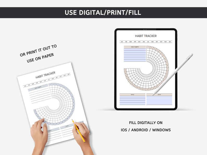 Monthly Habit Tracker Template, Printable Productivity Planning, Daily ...