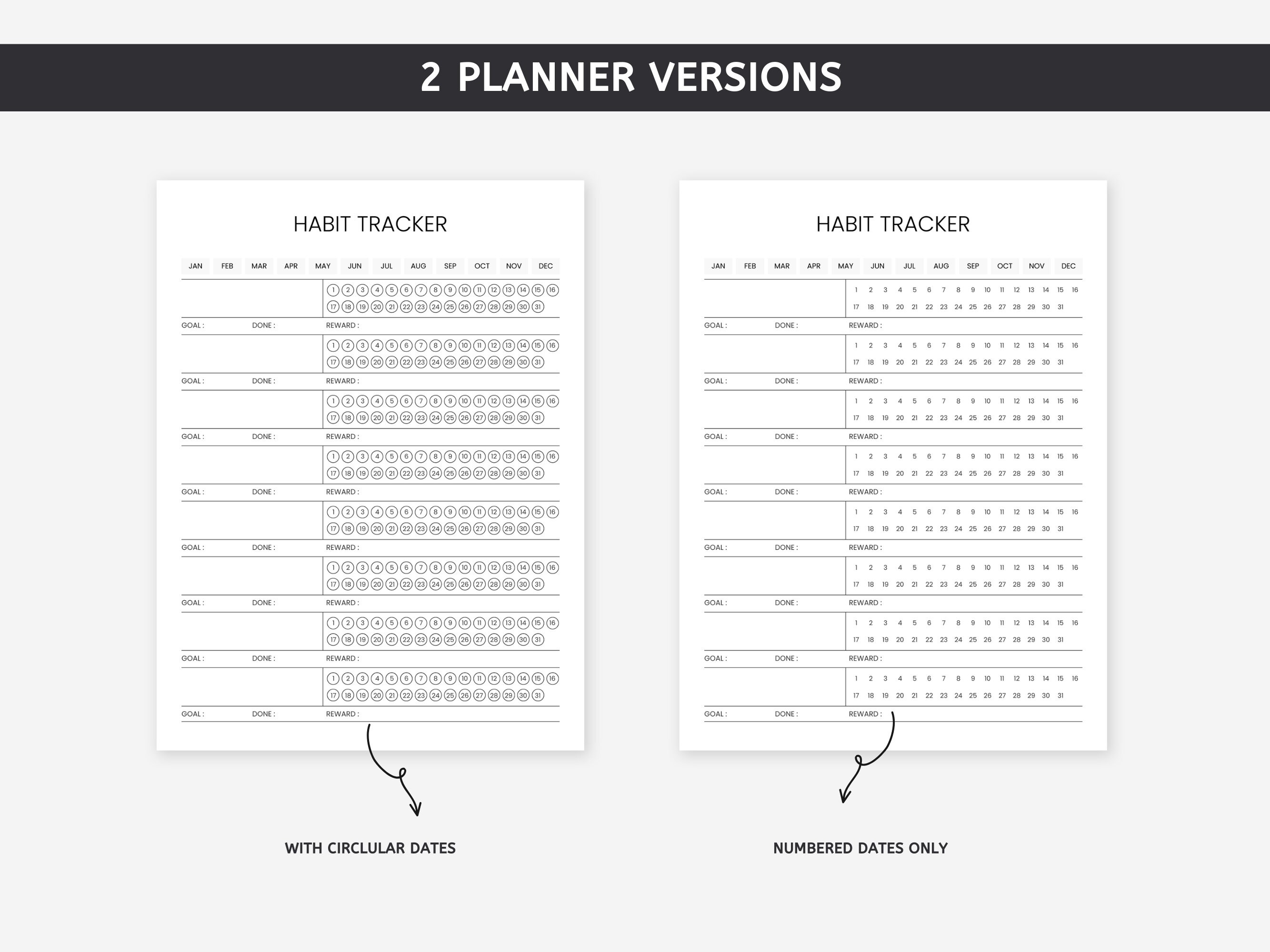 Habit Tracker Template, Printable Productivity Planner, Daily Weekly ...