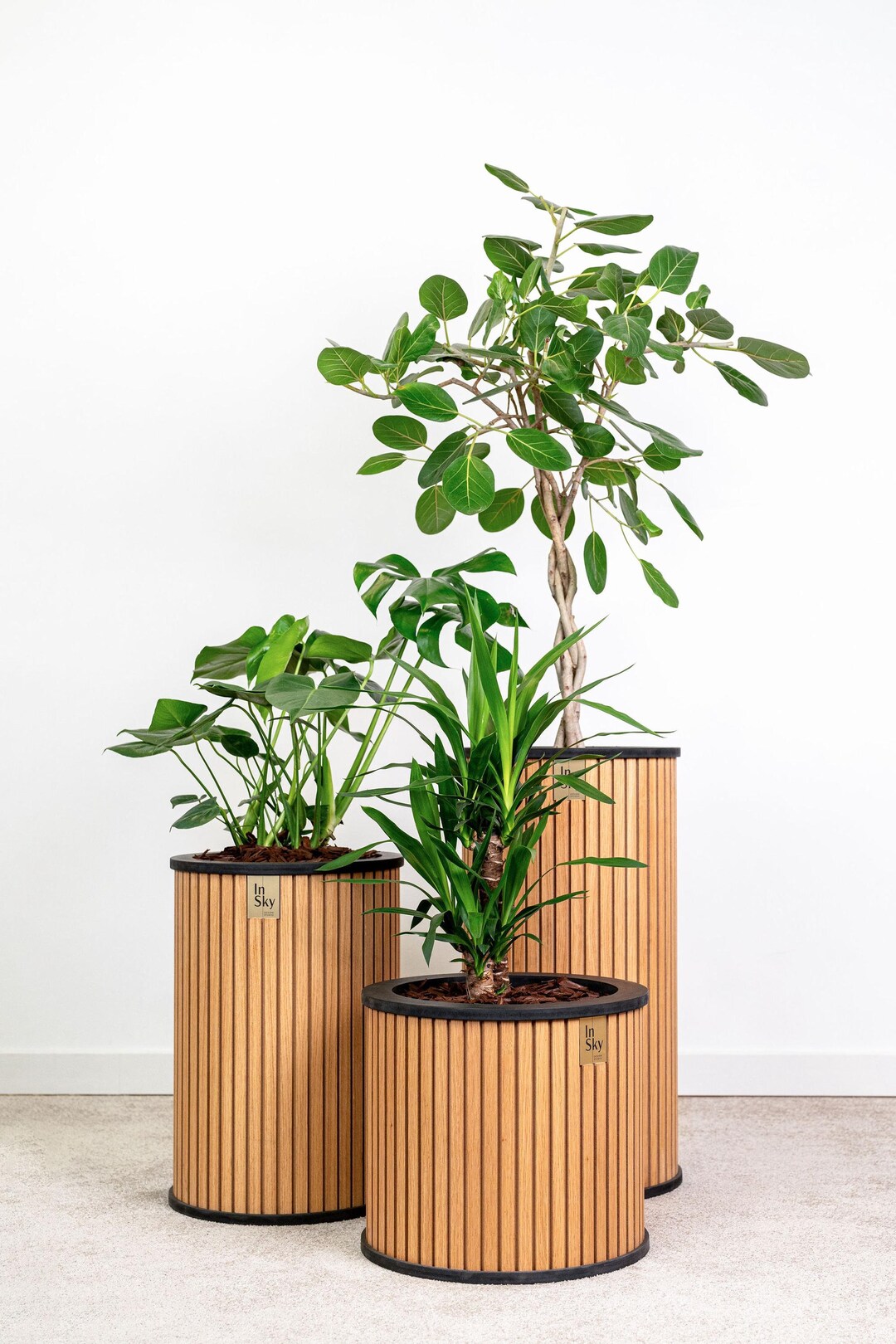 Indoor Wooden Planters on Wheels, Mobile OAK Planter, Wheeled Planters ...