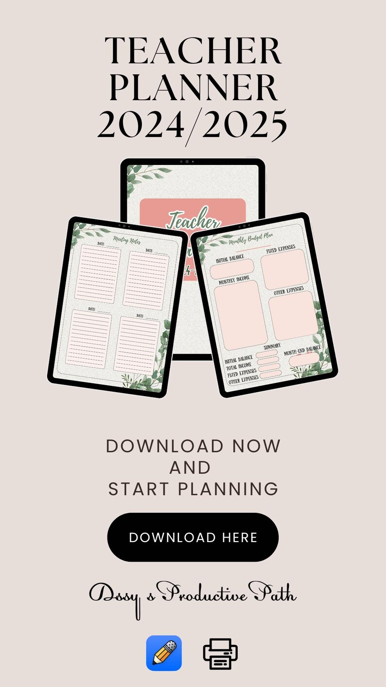 Teacher Planner 2024/2025, Digital Planner, iPad Planner, Printable ...