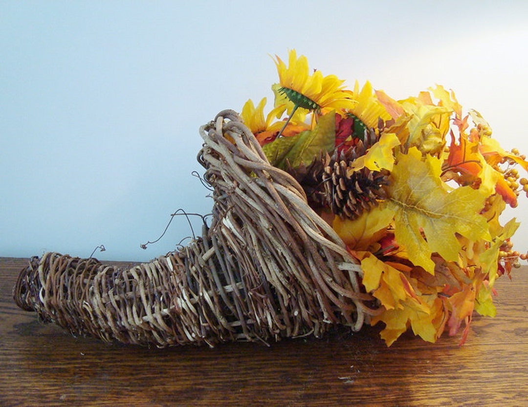Woven Cornucopia, Rustic,wicker, Handmade, Wedding or Holiday Decor ...
