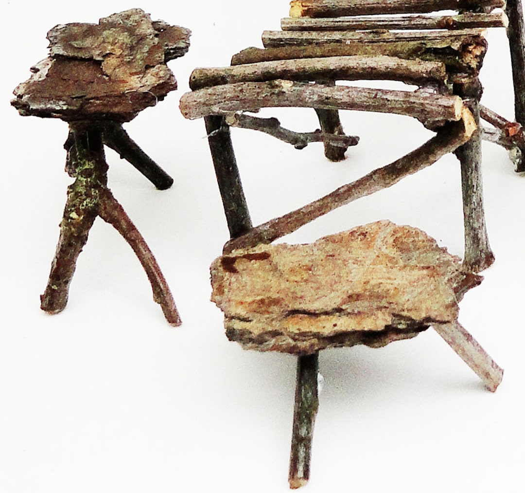 Rustic Primitive Mini Table, Wood Twig Furniture, Fairy Table, Fae ...
