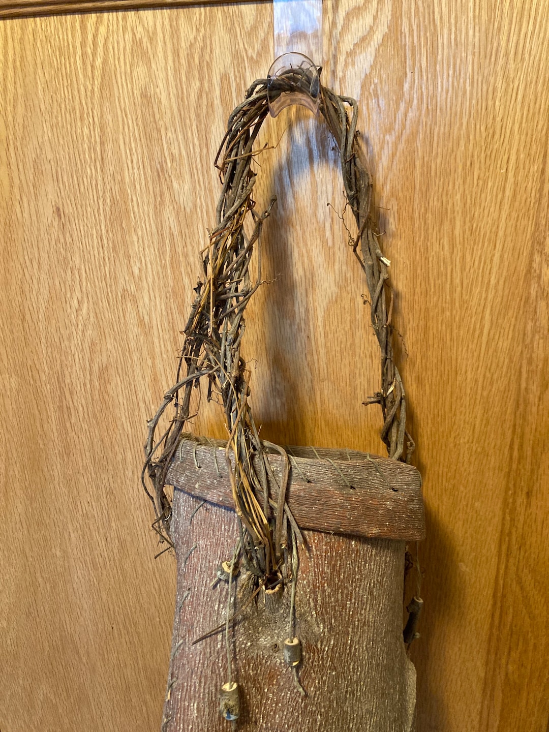 Large Bark Basket With Twisted Vine Handle and Natural Wood Beads - Etsy