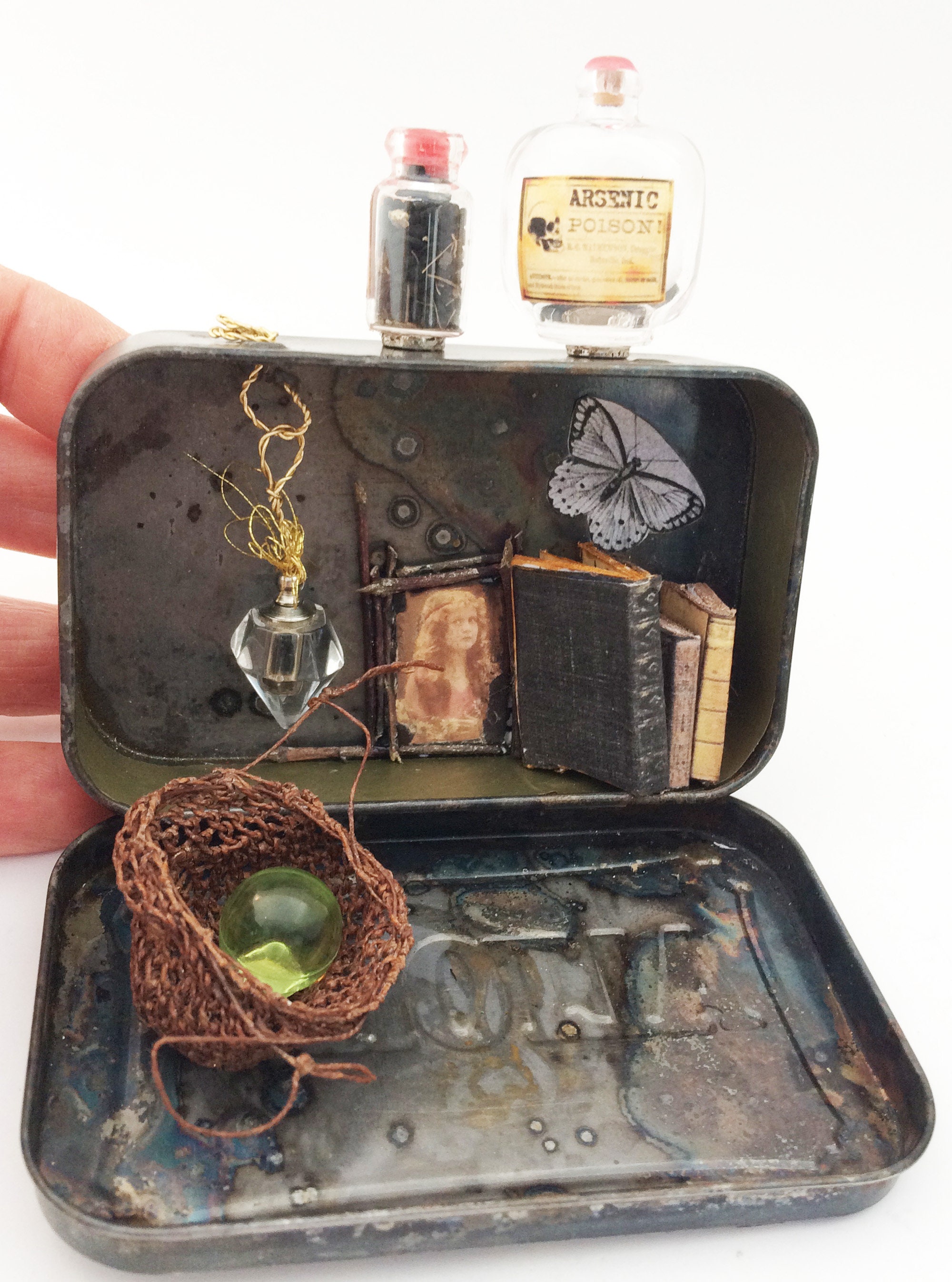 Tiny Dark Apothecary, Miniature Diorama, Altered Altoid Tin Magnet With ...