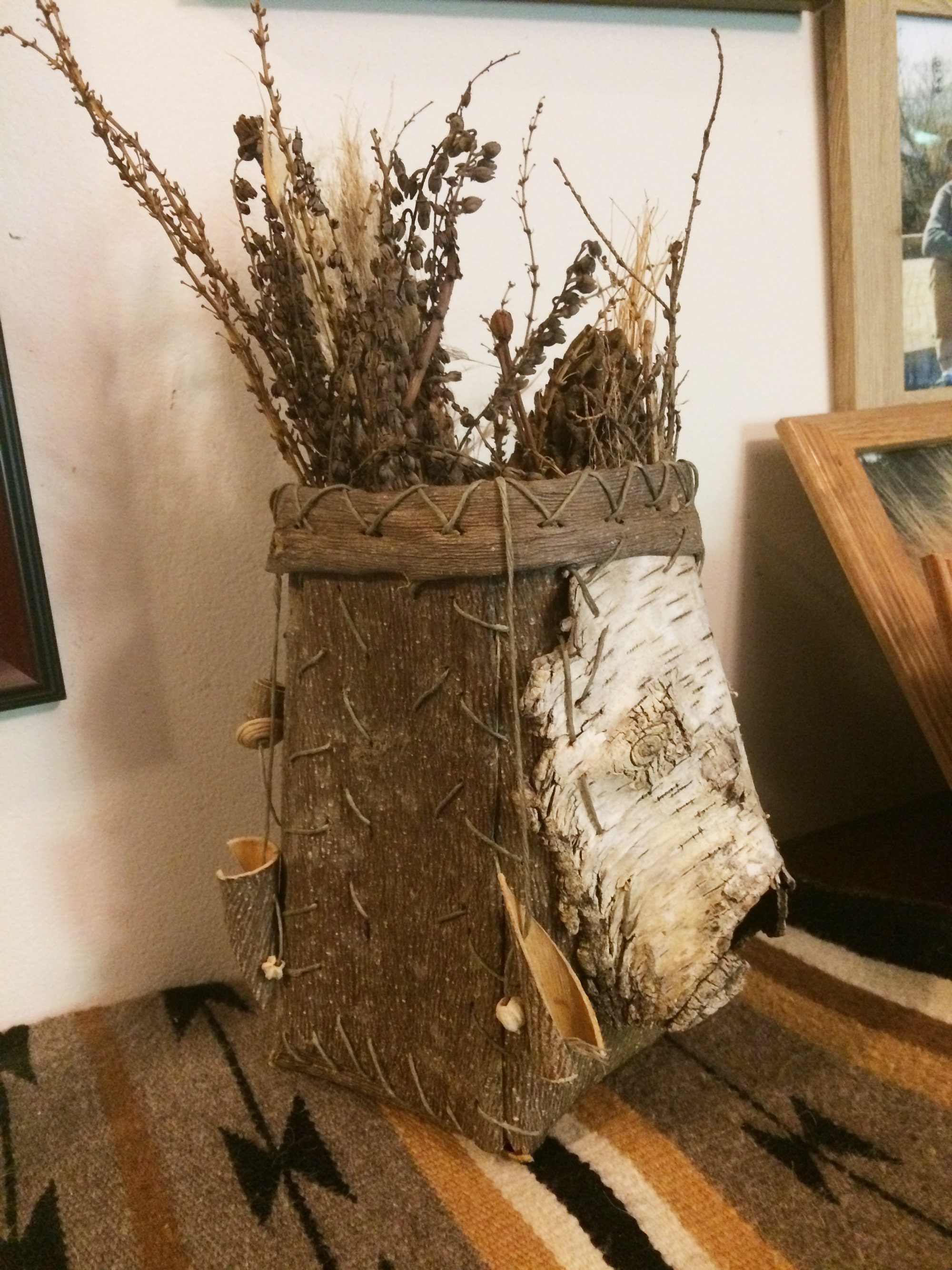Bark Basket Vase Box Large With Birch Bark Pocket - Etsy