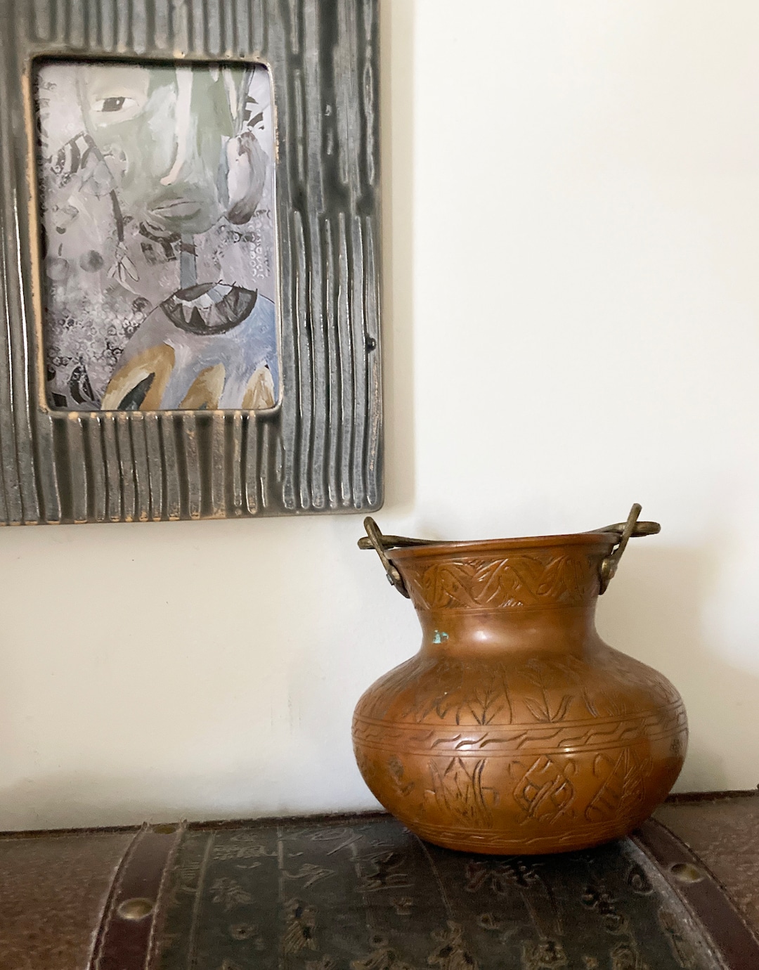 Vintage Brass Urn With Handle, Primitive Handworked Metal Bucket - Etsy
