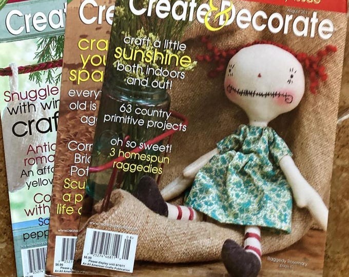 3 Old Crafting Magazines, Create & Decorate, Country Primitive Craft ...