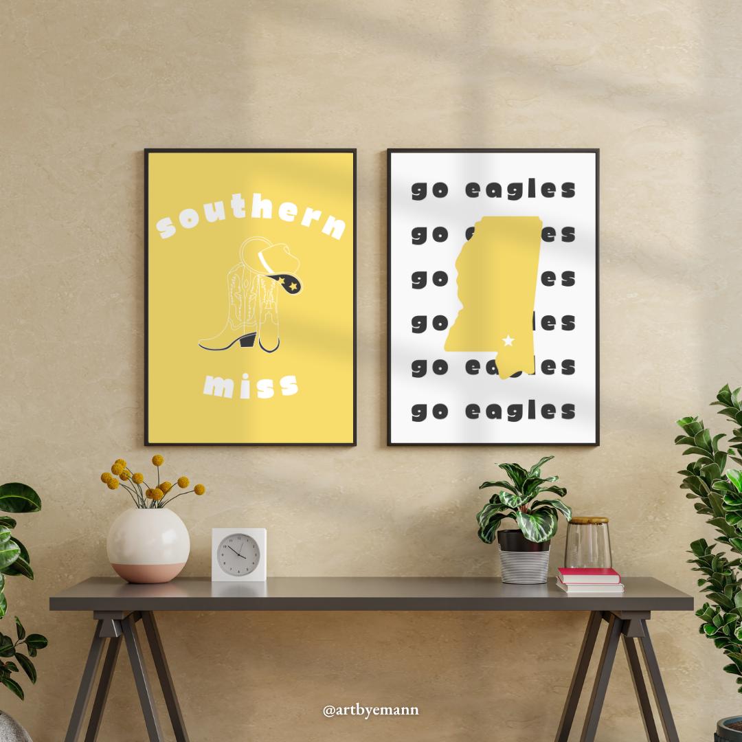 Southern Miss Prints, Go Eagles Dorm Decor (digital Download) - Etsy