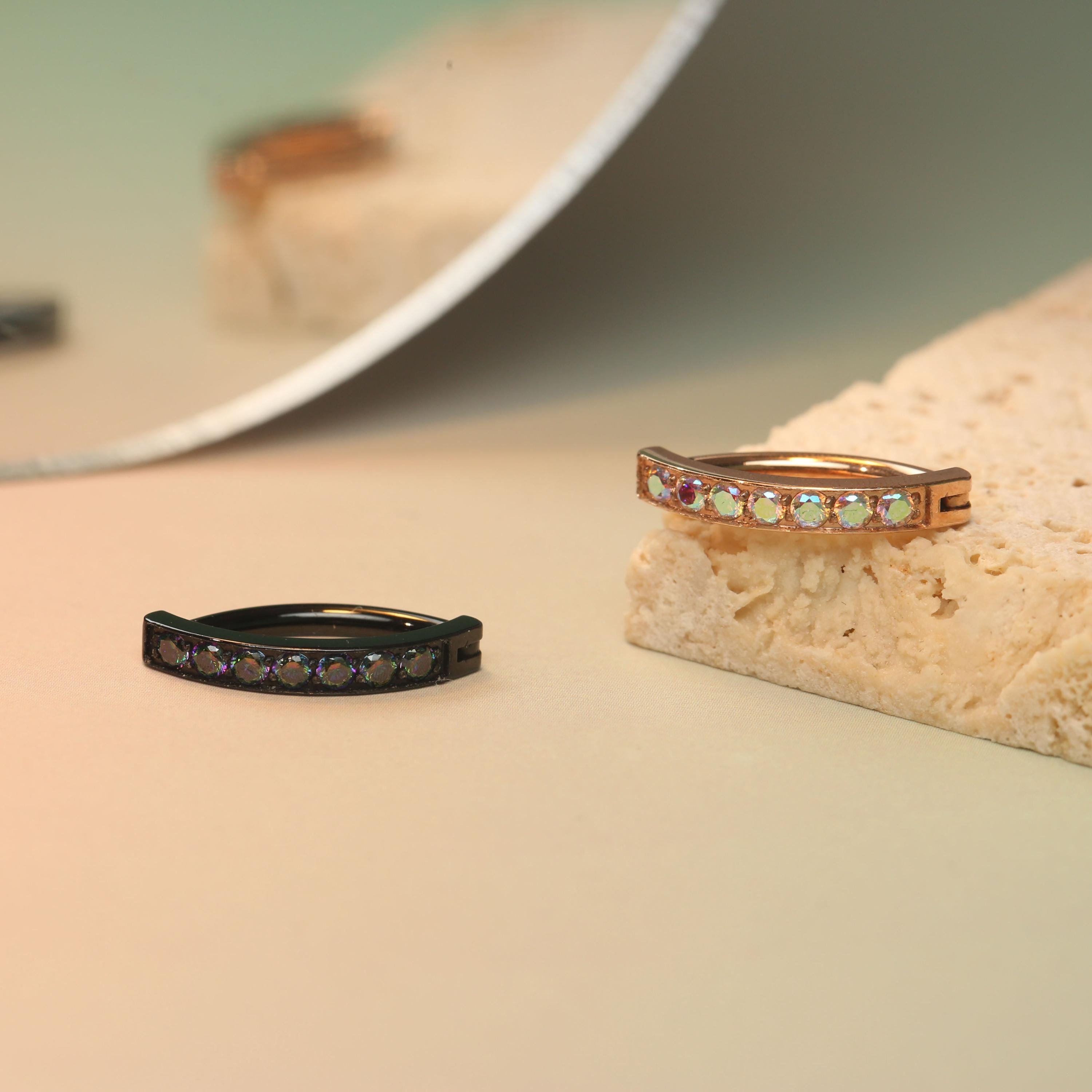 Belly Button Clicker/ Belly Button Jewelry With Bling CZ/ Hinge Curved ...