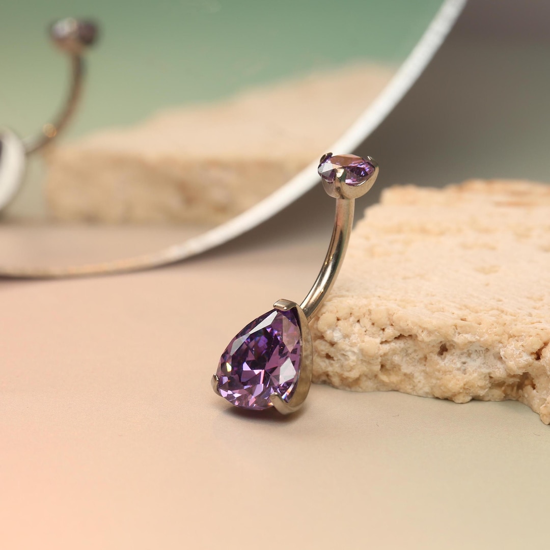 Shiny Teardrop Belly Button Ring Titanium Belly Button Ring 14G ...