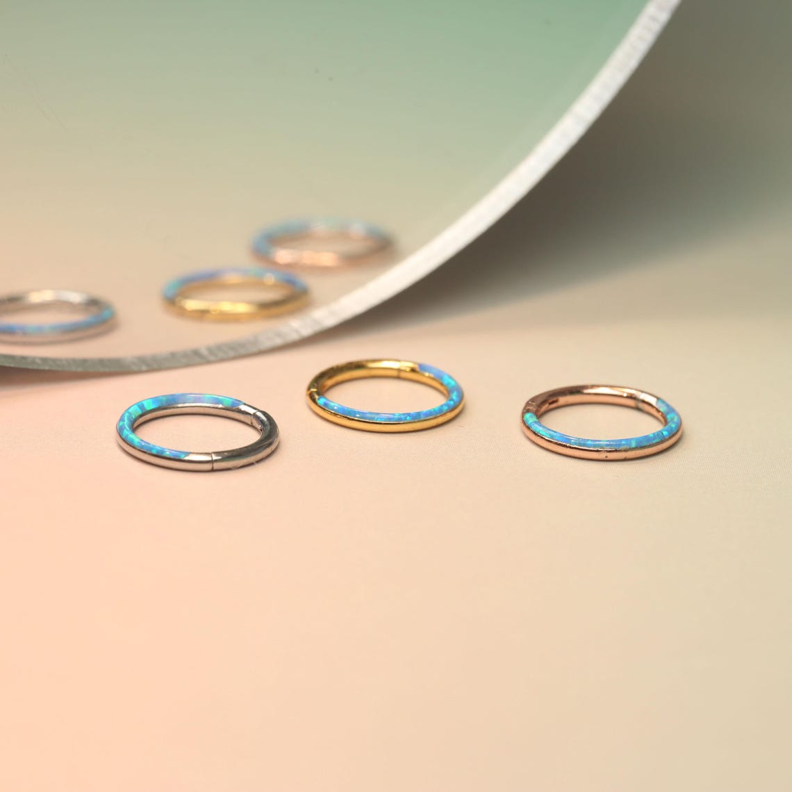 Blue Opal Septum Piercing Nasal Septum Piercing Ring Nose Ring Septum ...