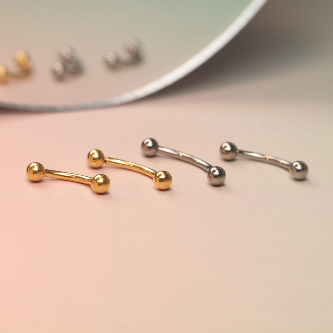 Basic Cute Ball Eyebrow Stud Titanium Eyebrow Ring Jewelry - Curved ...