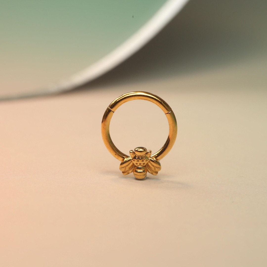 Cute Little Bee Septum Ring, Nasal Septum Ring, 16G Nose Ring, Daith ...