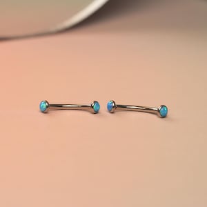 Small Cute Round Blue/white/purple Opal Silver/gold Eyebrow Ring Curved ...