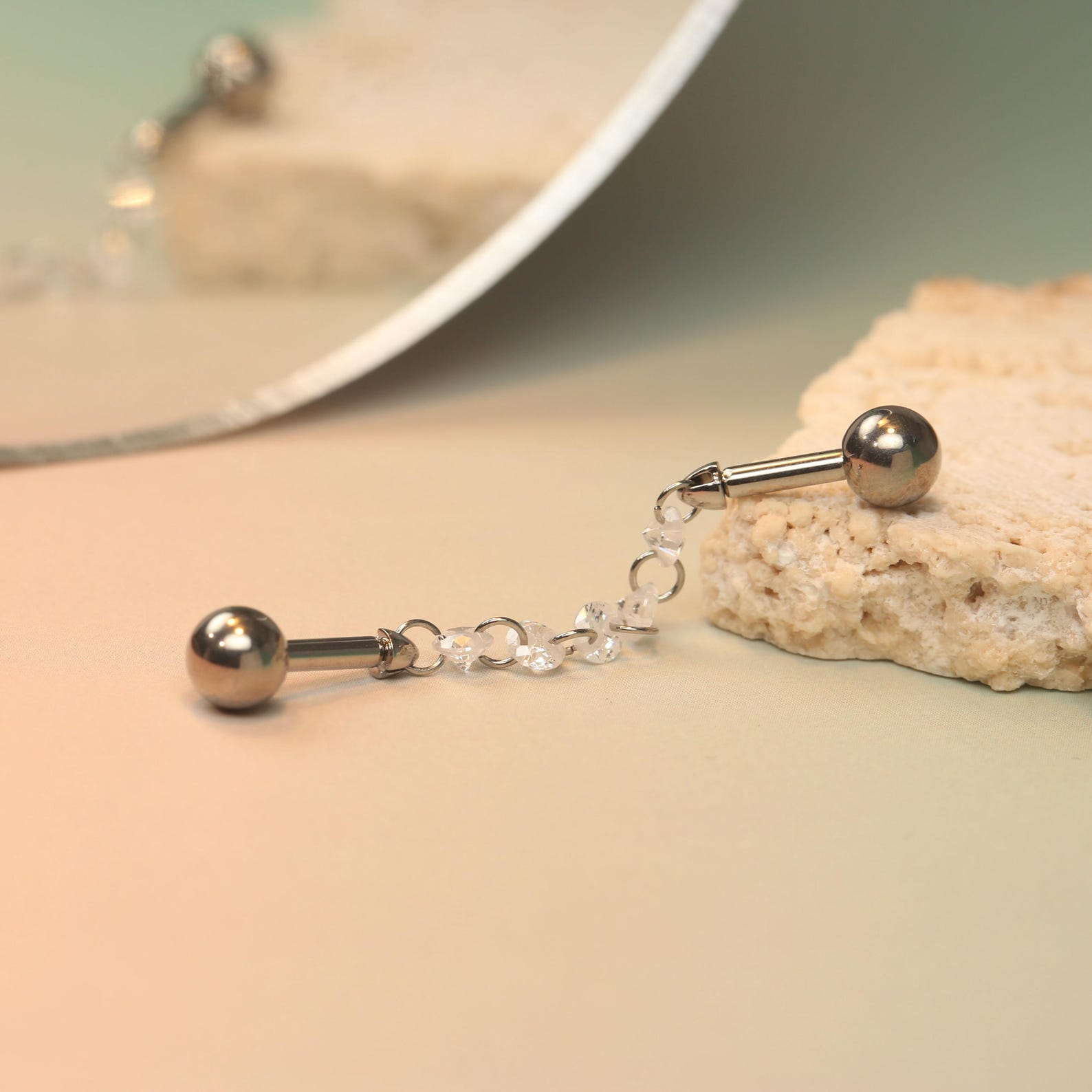 Fine Industrial Shiny CZ Chain/industrial Barbell for Piercing, Spiral ...