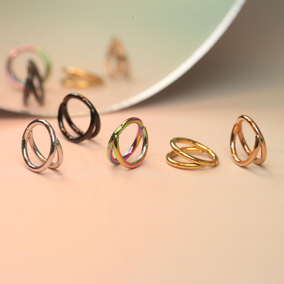 Simple and Stylish Double Open Nose Ring Diaphragm Ring 16G 18G 20G ...