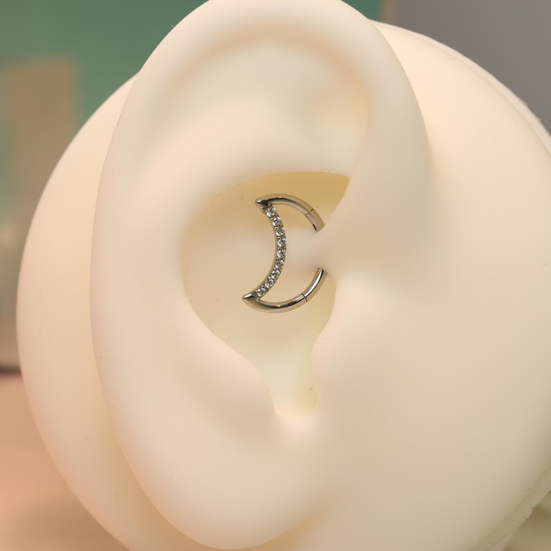 16G Moon Nose Ring Septum Piercing Ring Hinged Septum Ring Medical ...
