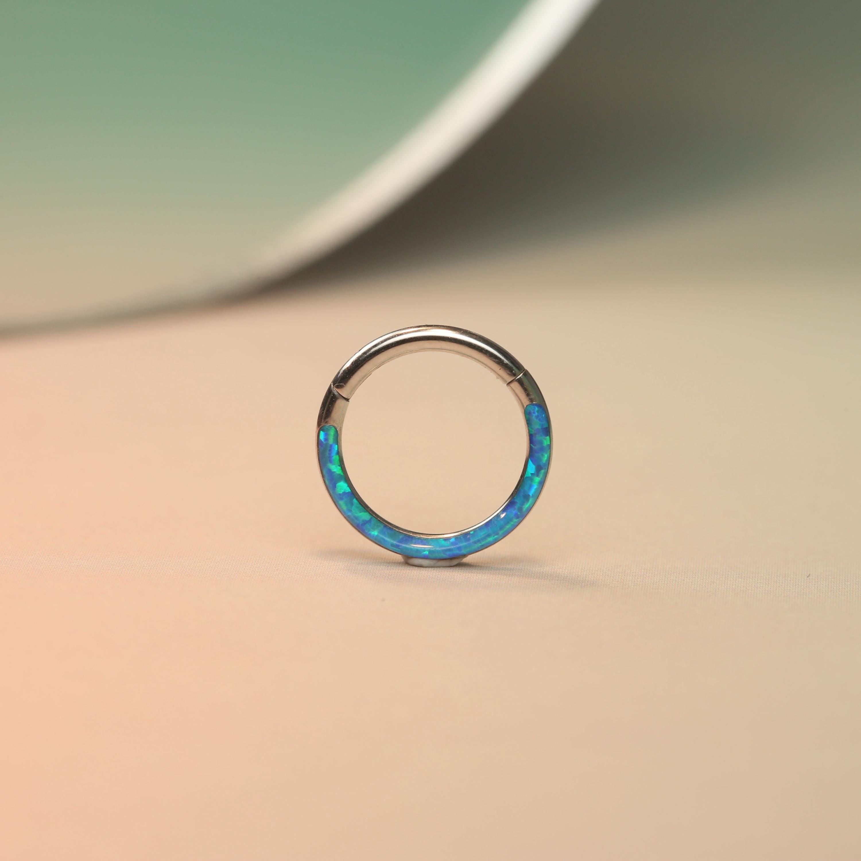 Blue Opal Septum Piercing Nasal Septum Piercing Ring Nose Ring Septum ...
