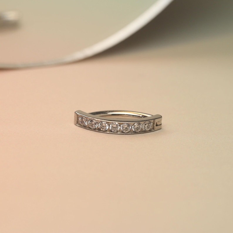 Belly Button Clicker/ Belly Button Jewelry With Bling CZ/ Hinge Curved ...