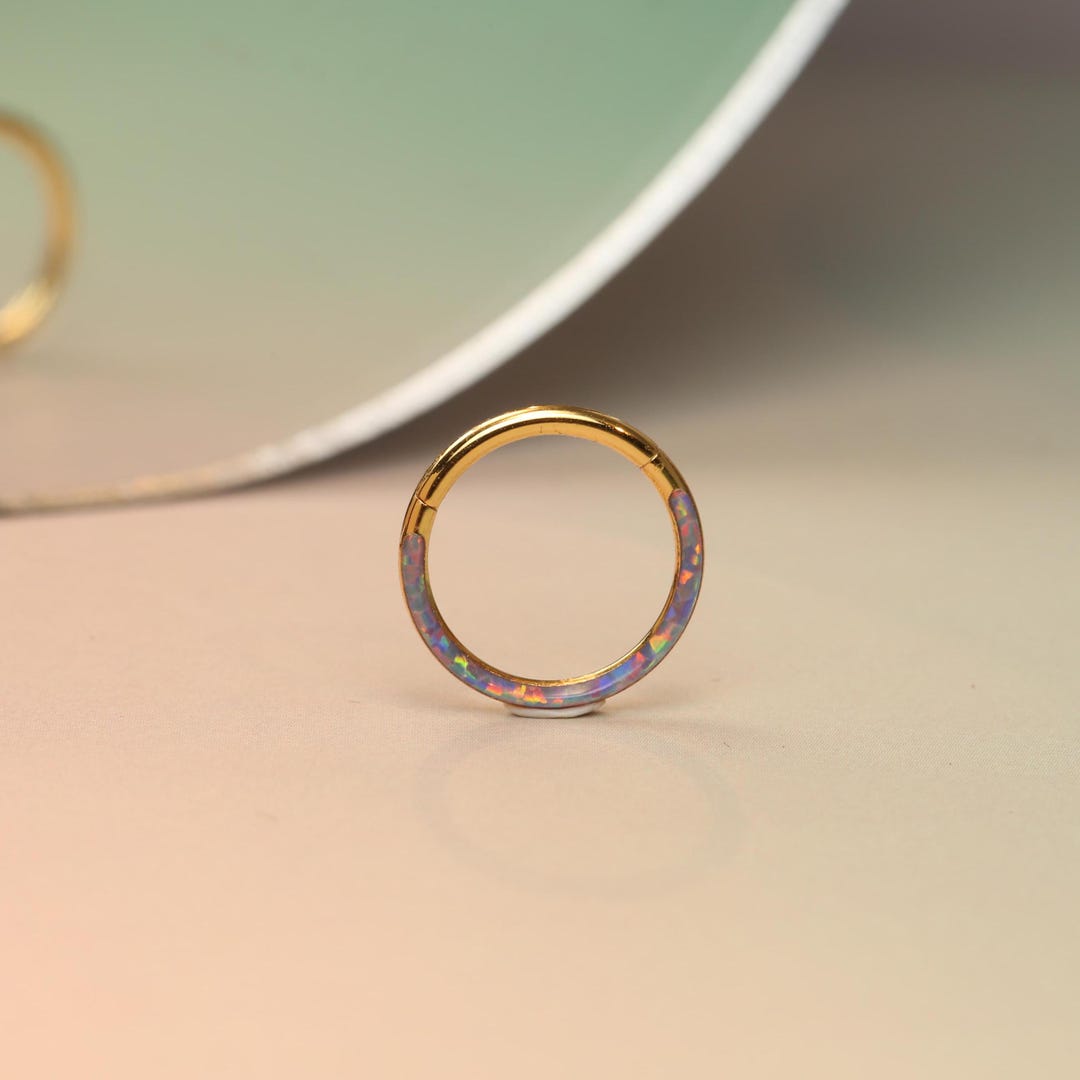Purple Opal Septum Ring Septum Jewelry 14G 16G Piercing Jewelry 316L ...